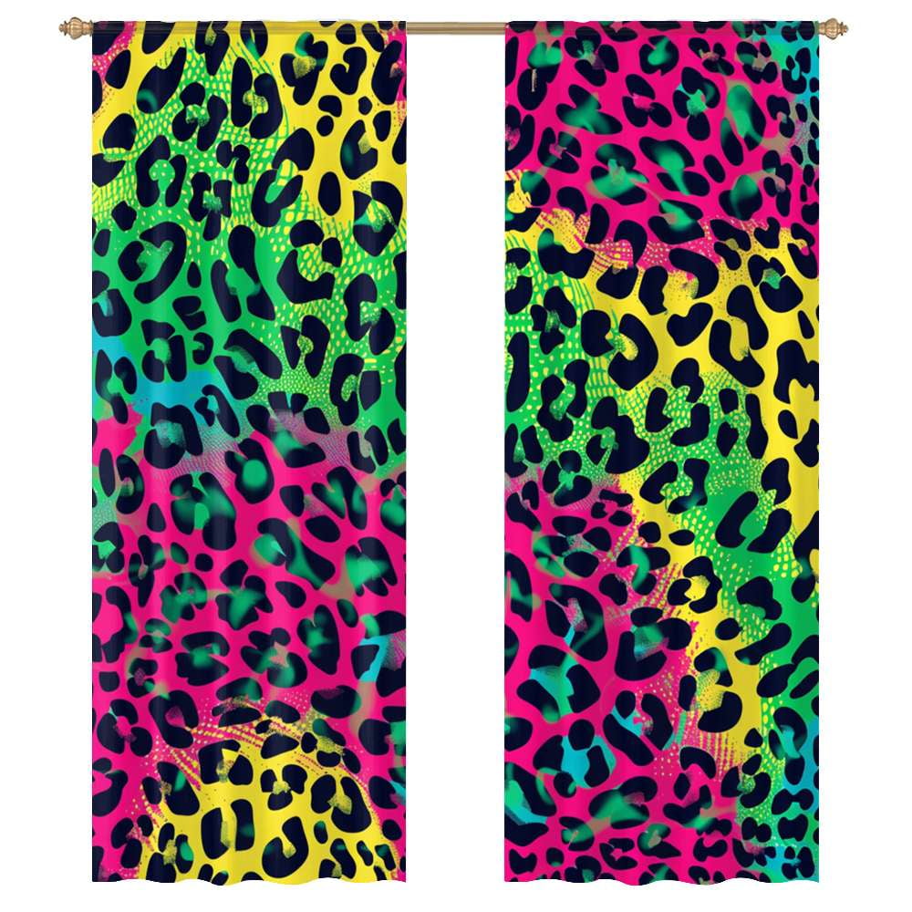 Leopard Print Cheetah Spots Modern Tulle Window Curtains for Living ...