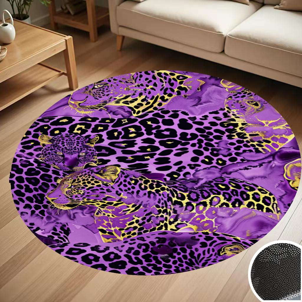 Leopard Print Cheetah Spots Round Carpet Living Room Bedroom Home ...
