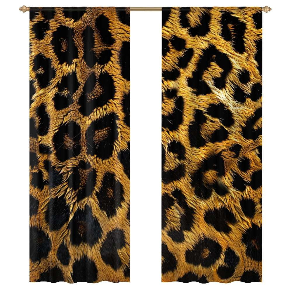 Leopard Print Cheetah Spots Sheer Voile Curtain Window Tulle Curtains ...