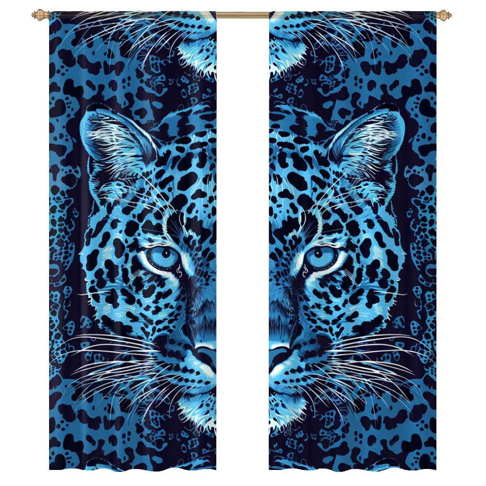 Leopard Print Cheetah Spots Sheer Voile Curtain Window Tulle Curtains ...