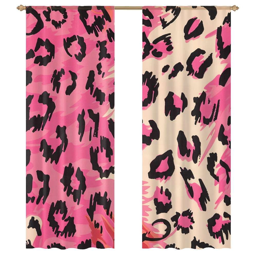Leopard Print Cheetah Spots Sheer Voile Curtain Window Tulle Curtains ...
