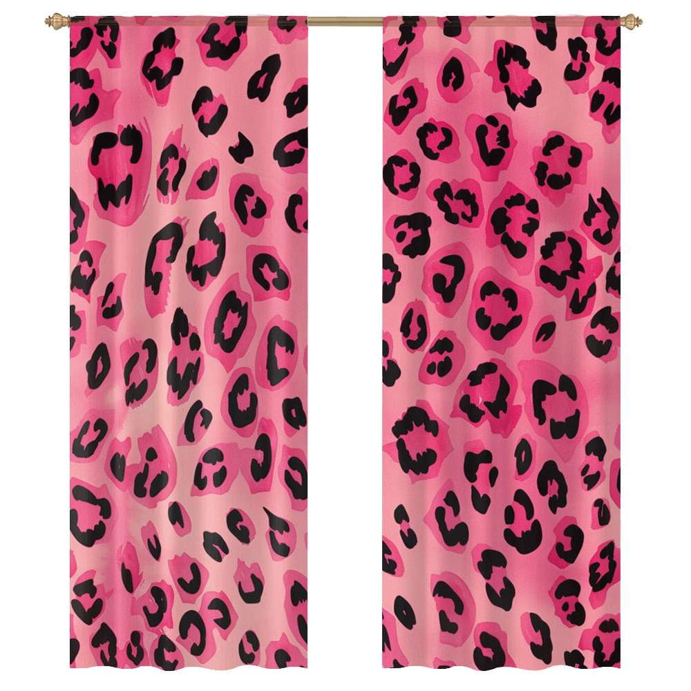 Leopard Print Cheetah Spots Sheer Window Curtains for Living Room ...
