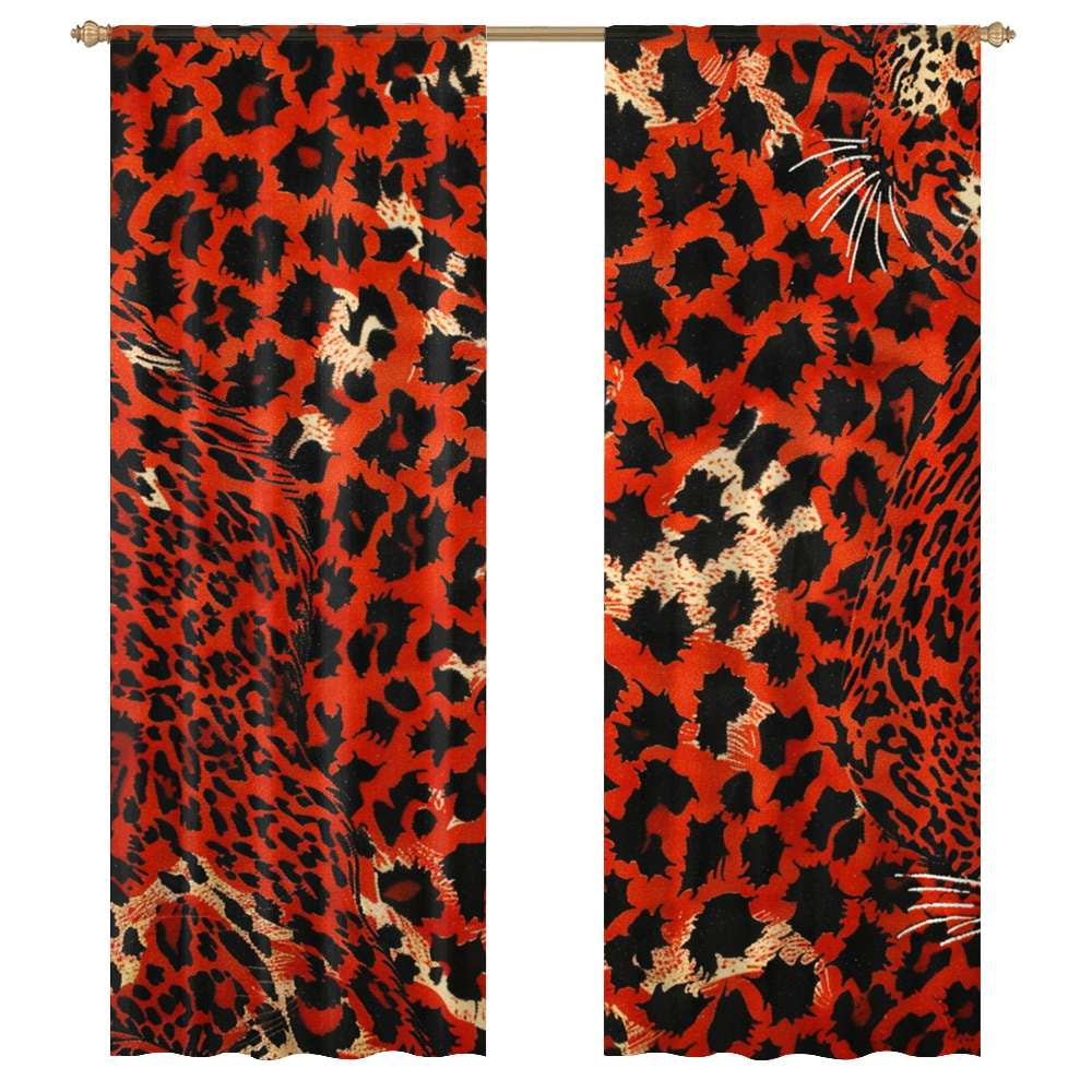Leopard Print Cheetah Spots Sheer Window Curtains for Living Room ...