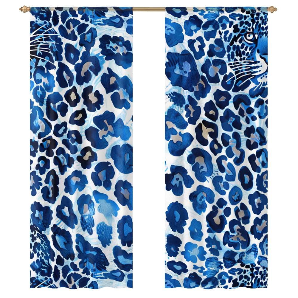 Leopard Print Cheetah Spots Sheer Window Curtains for Living Room ...