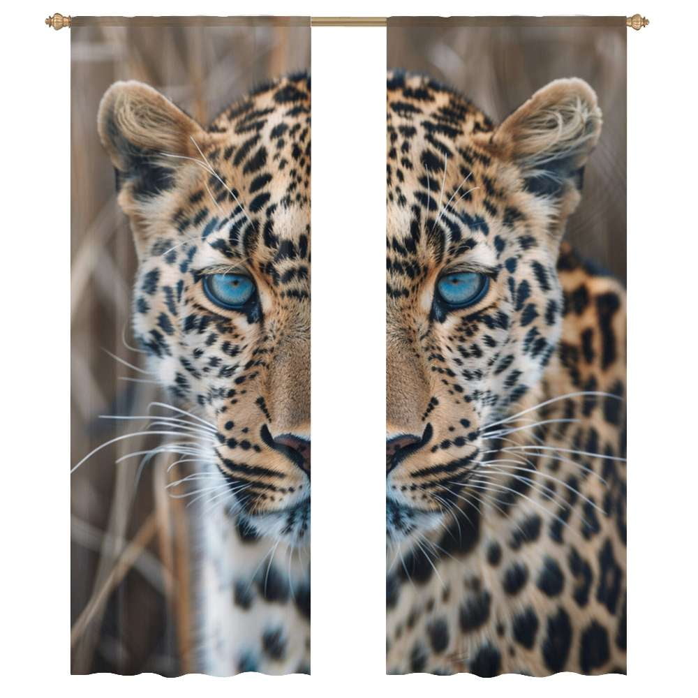 Leopard Print Cheetah Spots Tulle Curtains For Living Room Chiffon ...