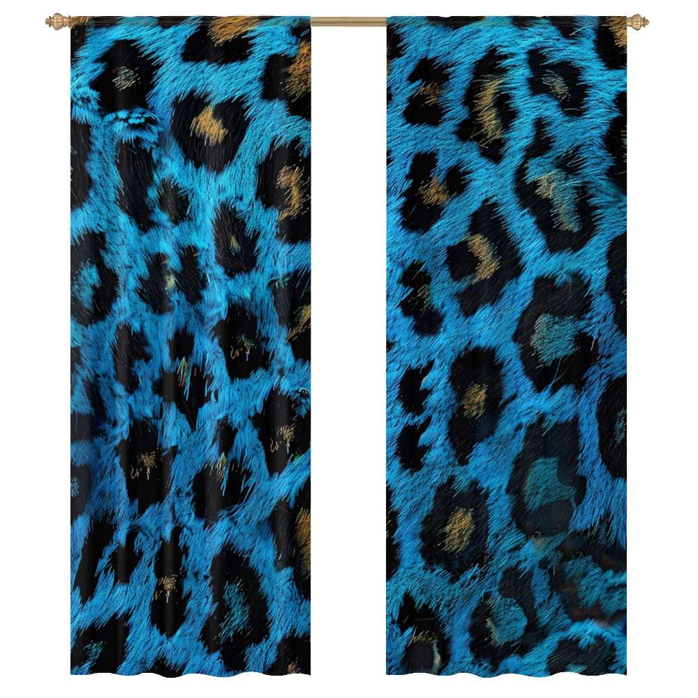 Leopard Print Cheetah Spots Tulle Curtains For Living Room Chiffon ...