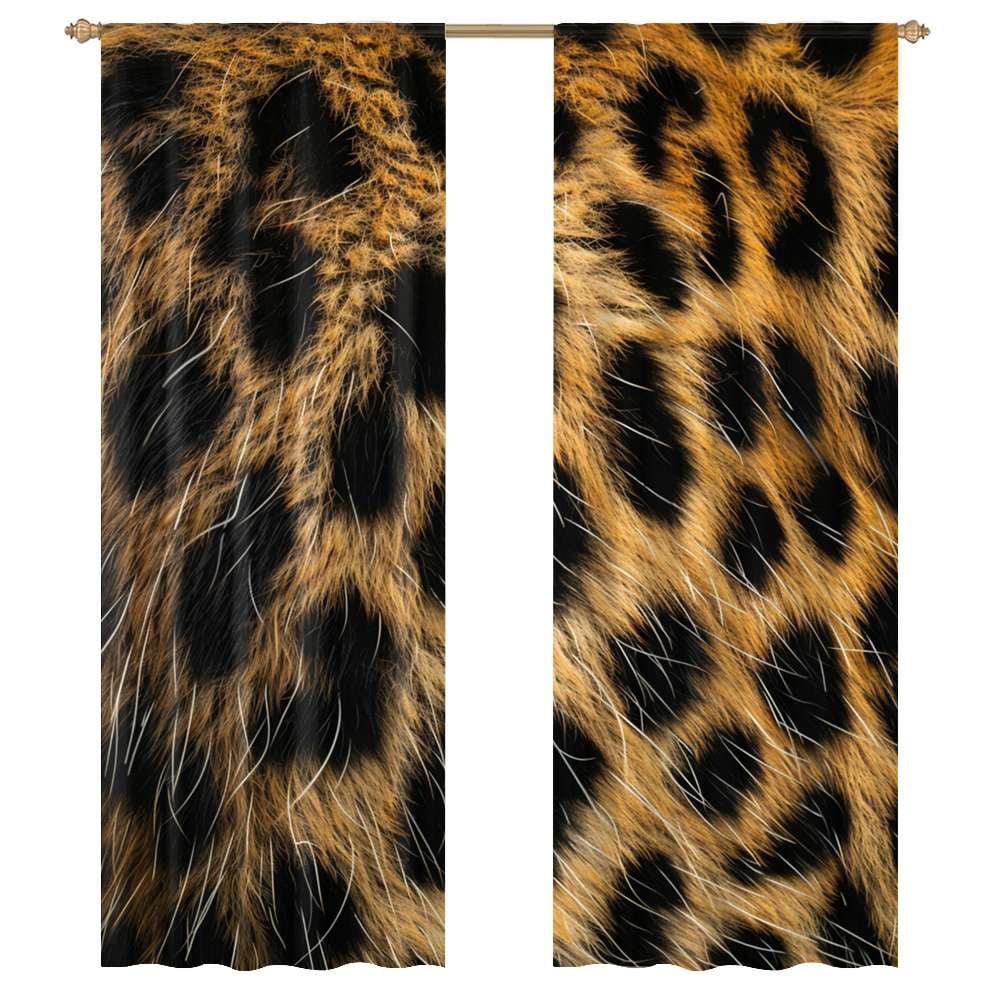 Leopard Print Cheetah Spots Tulle Curtains For Living Room Chiffon ...