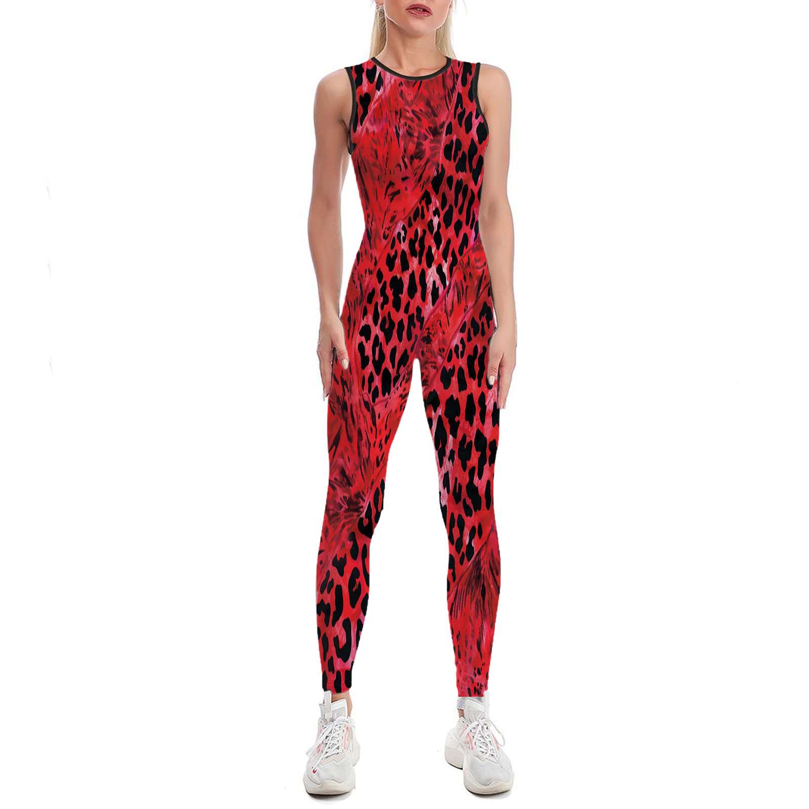 Leopard Print Cheetah Spots Women's One Piece Yoga Jumpsuits Leggings ...