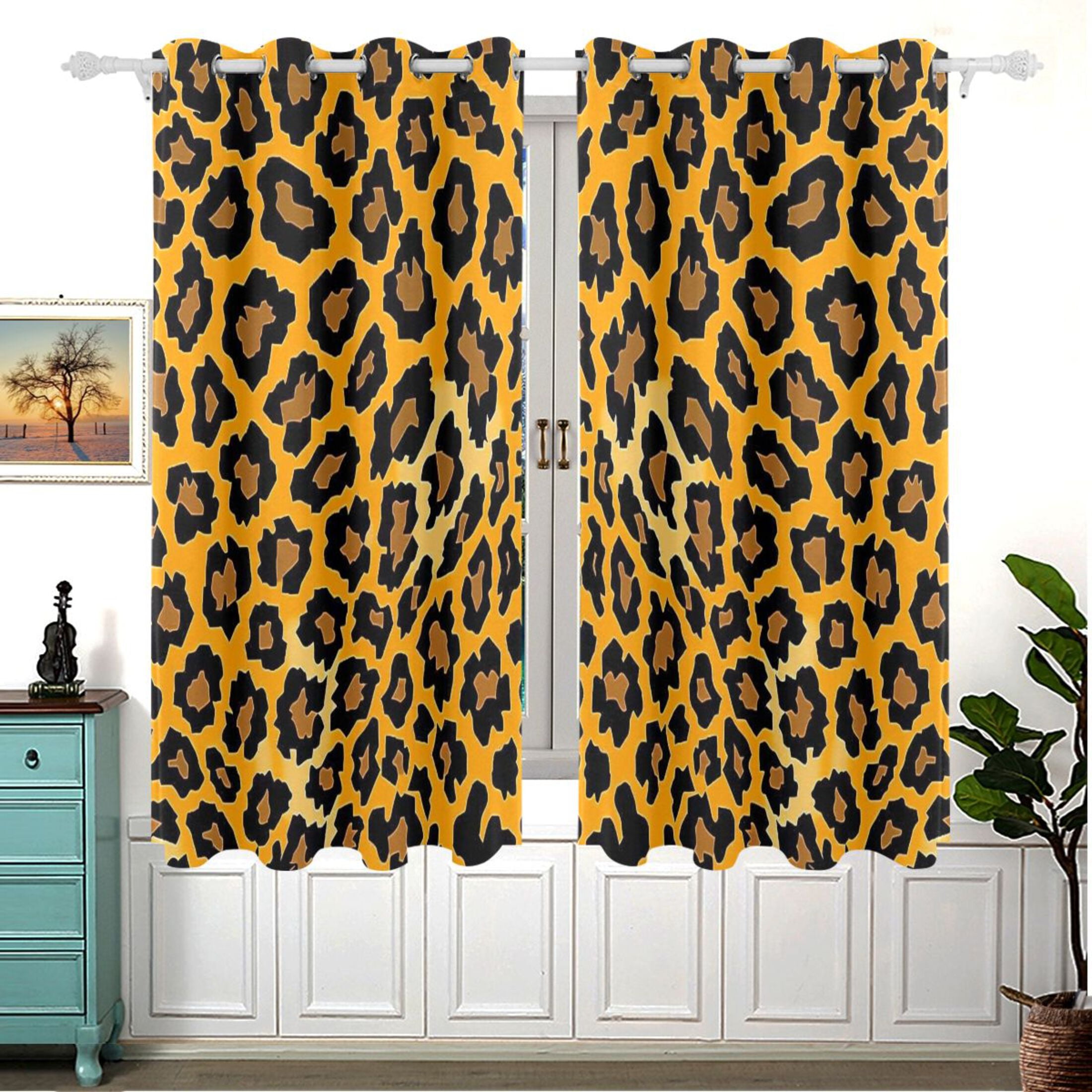Leopard Print Clip Art Blackout Curtains 2 Panels Set Grommet Drapes ...