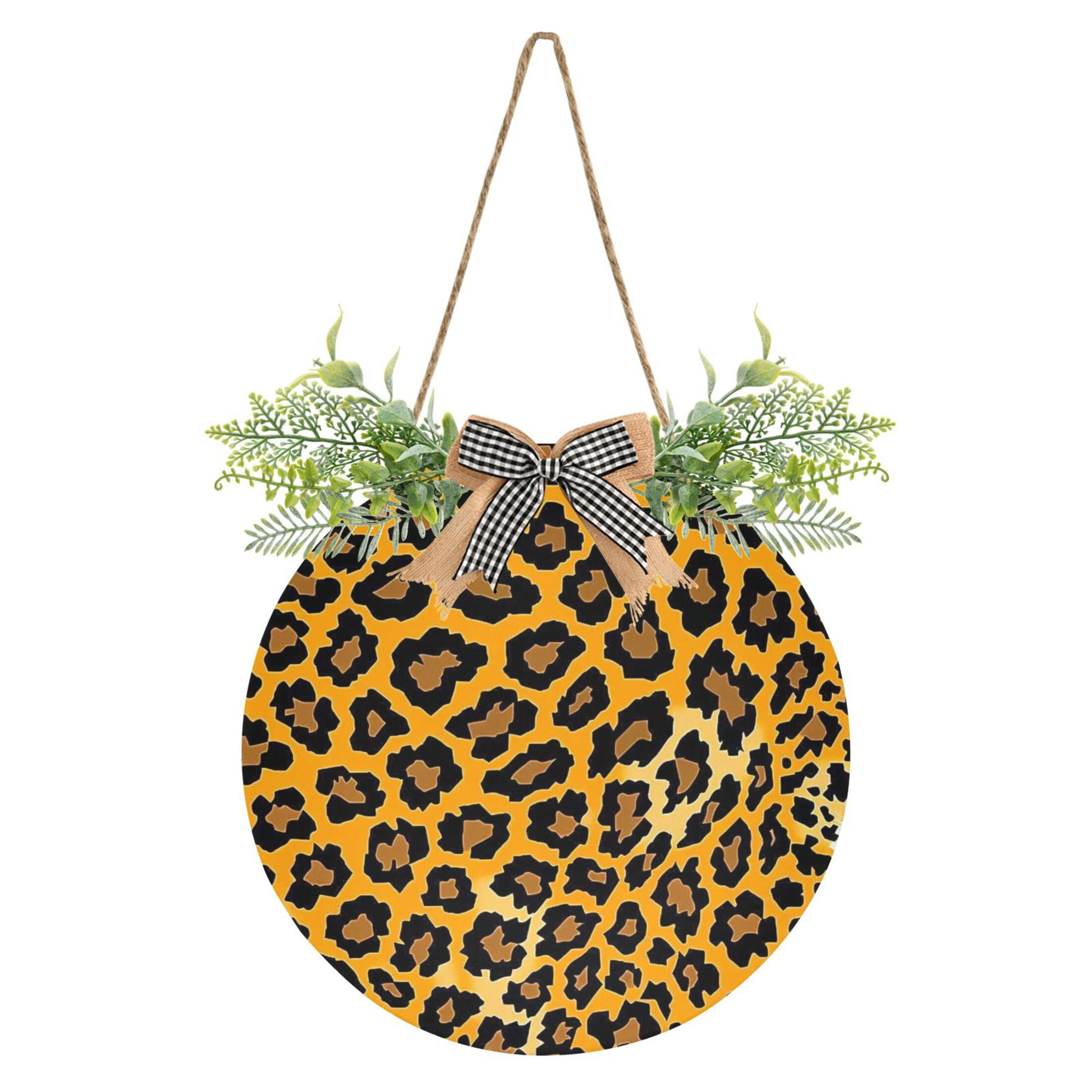 Leopard Print Clip Art Welcome Front Door Sign Round 12 inch Porch ...