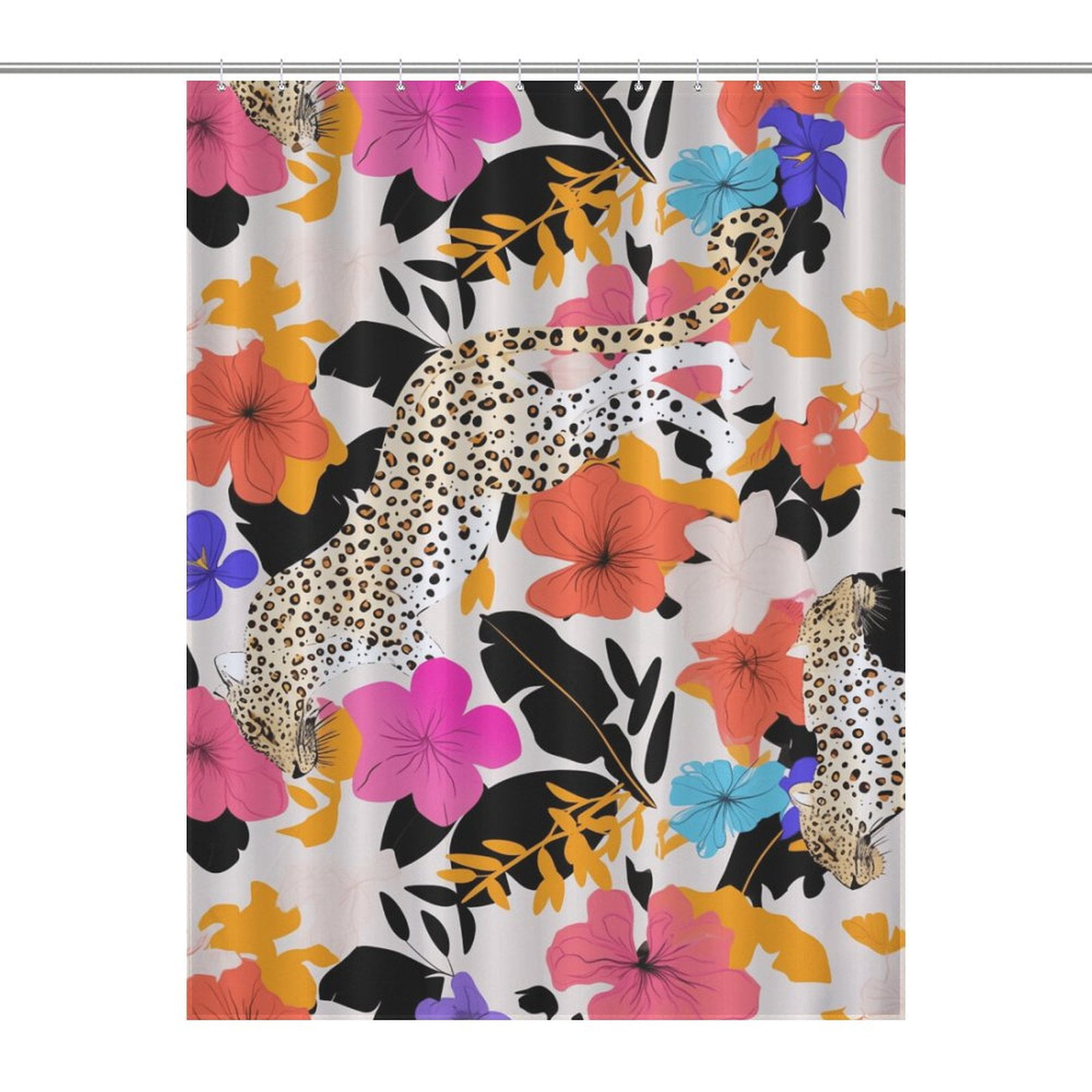 Leopard Print Cloth Fabric Bathroom Decor Set with Hooks - Walmart.com