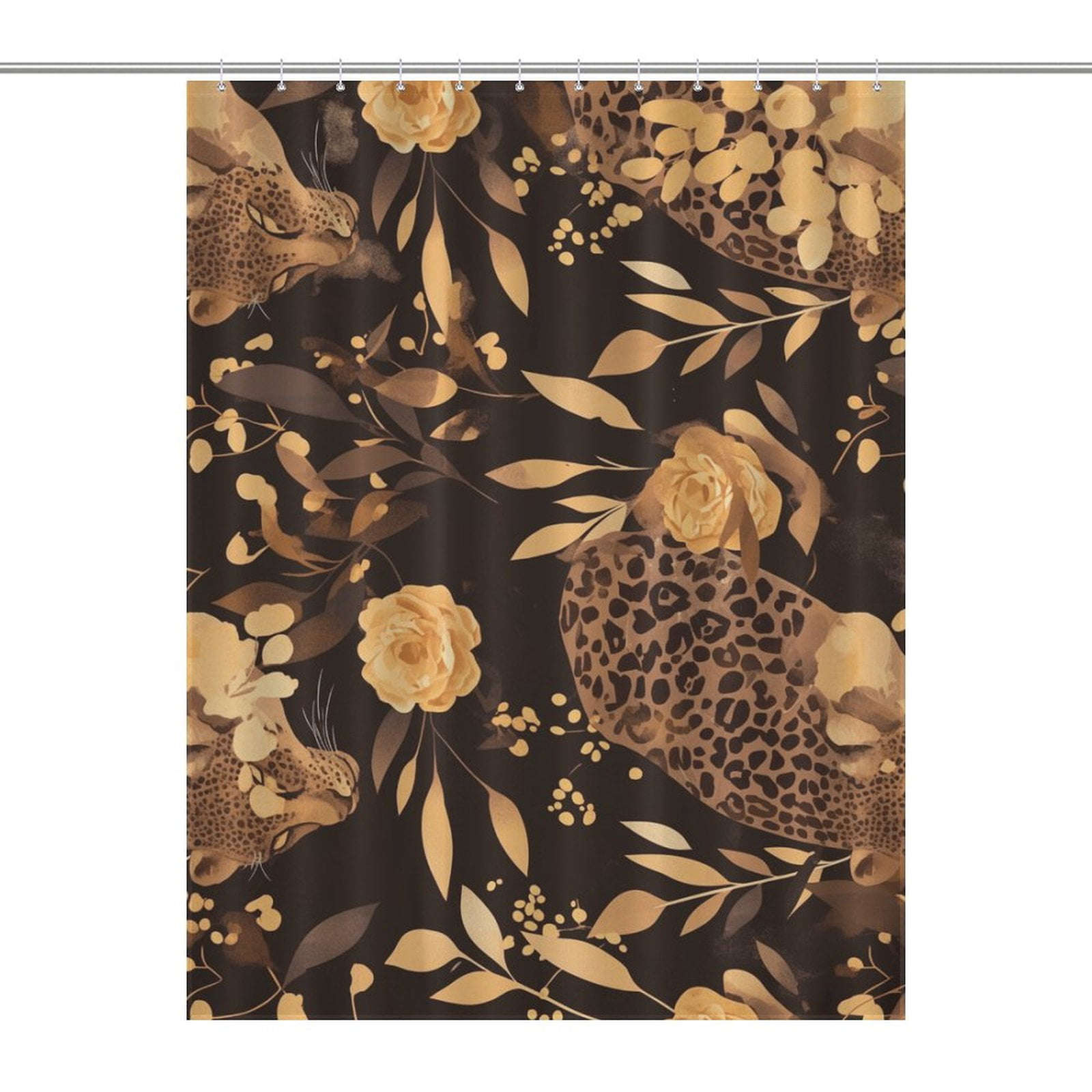 Leopard Print Cloth Fabric Bathroom Decor Set with Hooks - Walmart.com