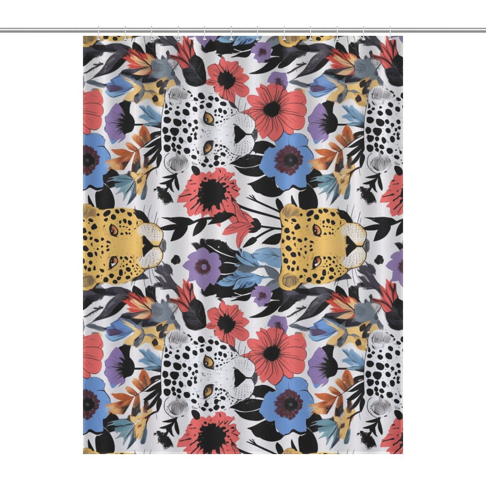 Leopard Print Cloth Fabric Bathroom Decor Set with Hooks - Walmart.com