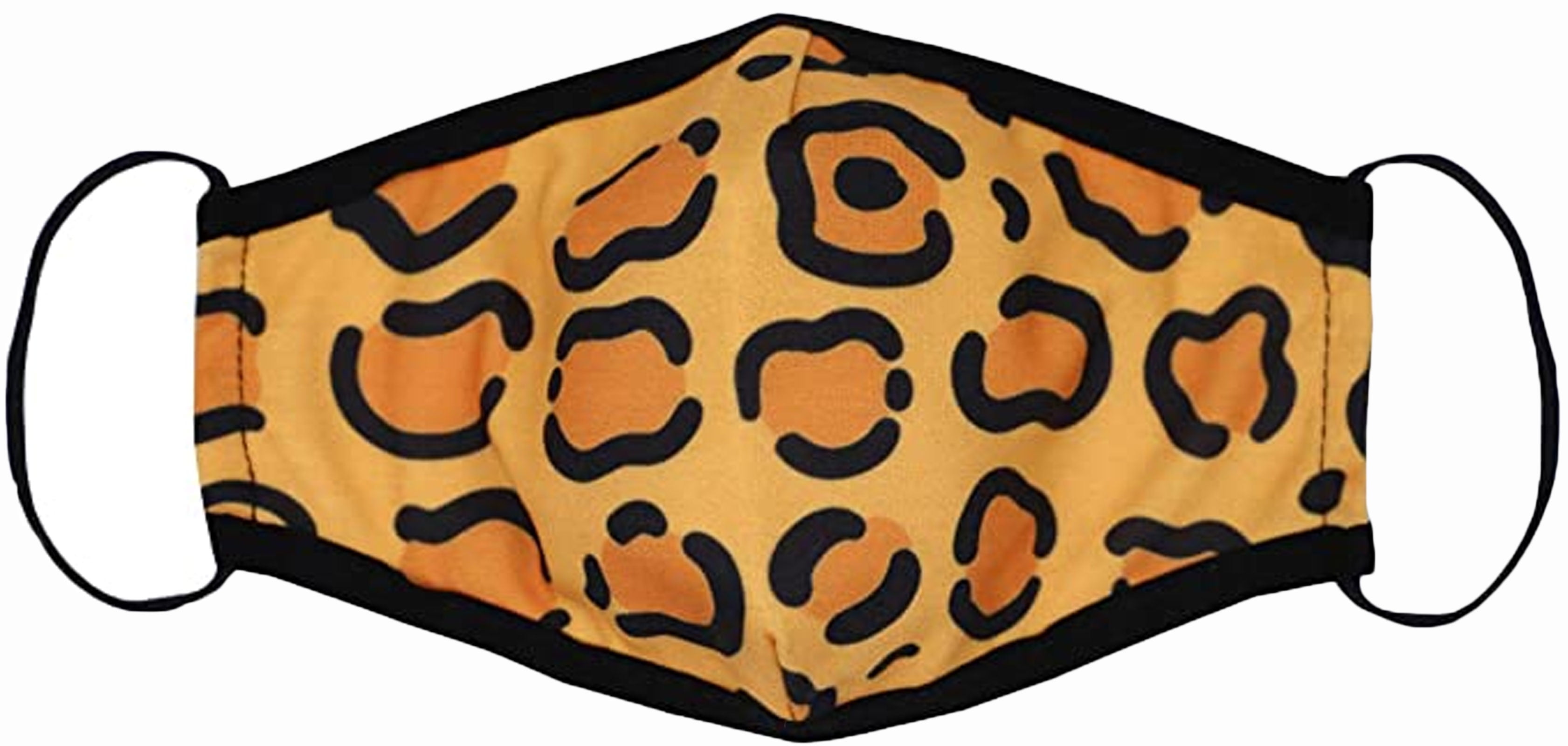Leopard Print Cloth Face Mask With Solid Black Trim (One Size, Black ...