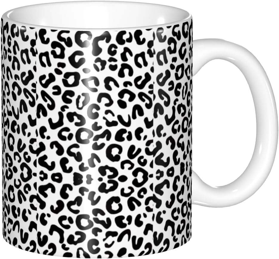 Leopard Print Coffee Mug Tea Cup for Office and Home Ceramic Insulated ...