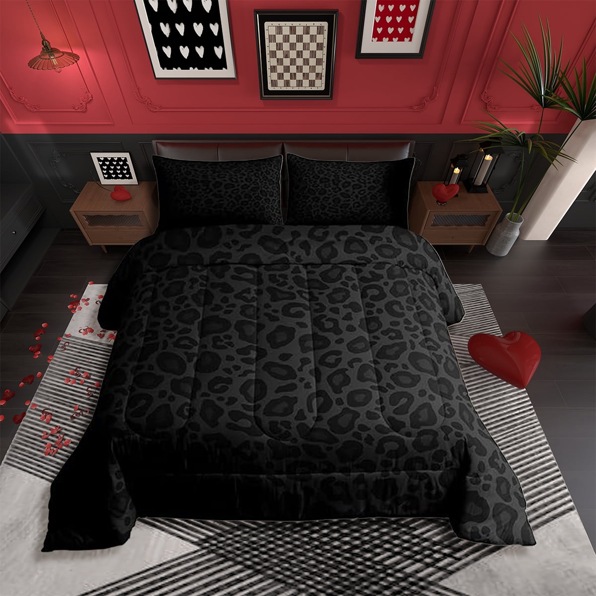 Leopard Print Comforter Set Queen Size,Abstract Cheetah Texture Bedding ...