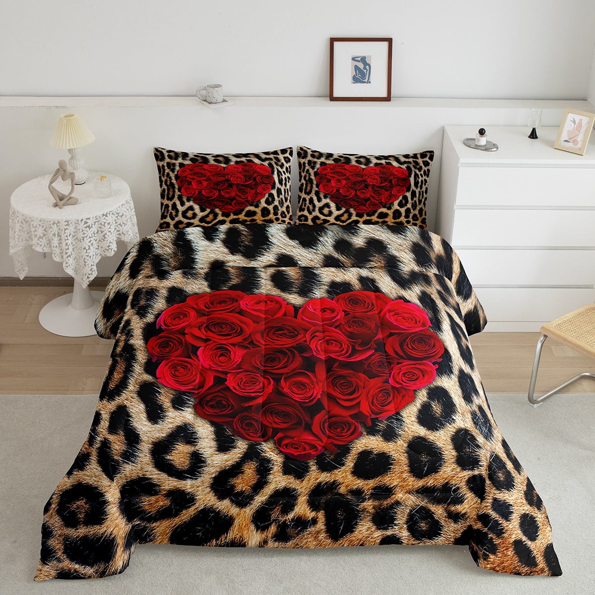 Leopard Print Comforter Set for Adult Women,Southwest African Big Cat ...