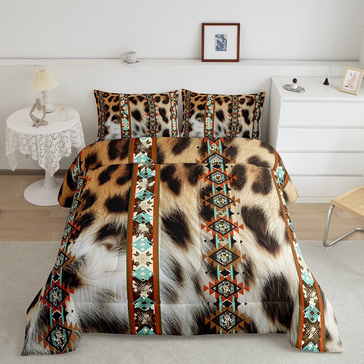 Leopard Print Comforter Set Cheetah Animal Hide Quilt Exotic Tribe ...