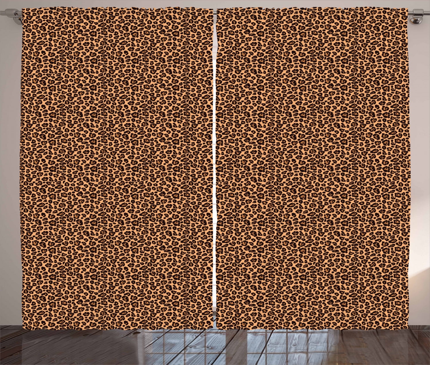 Ambesonne Leopard Print Curtains 2 Panel Set, Orange Exotic African ...