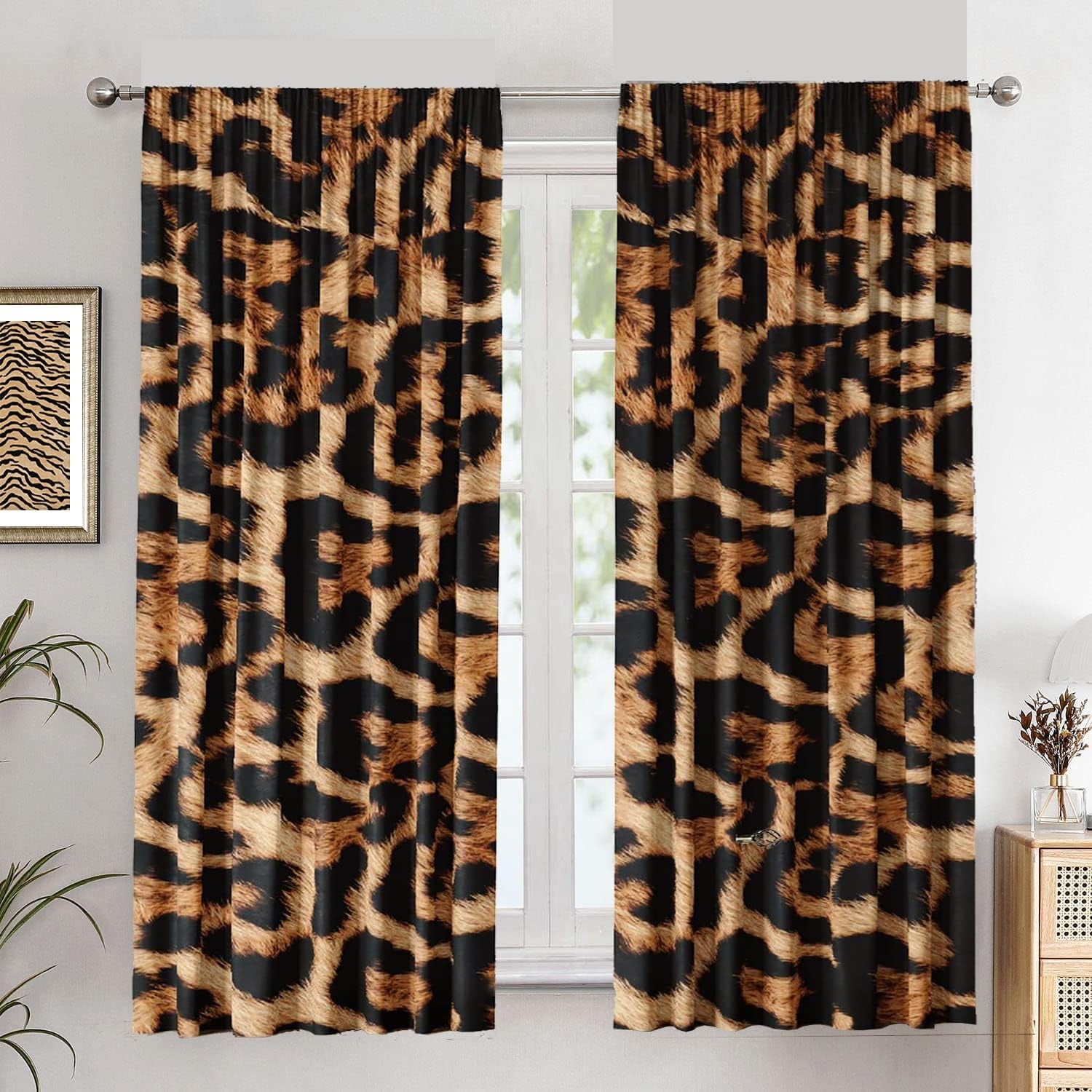 Leopard Print Curtains 42(W) X 63(H) for Living Room and Bedroom - Rod ...