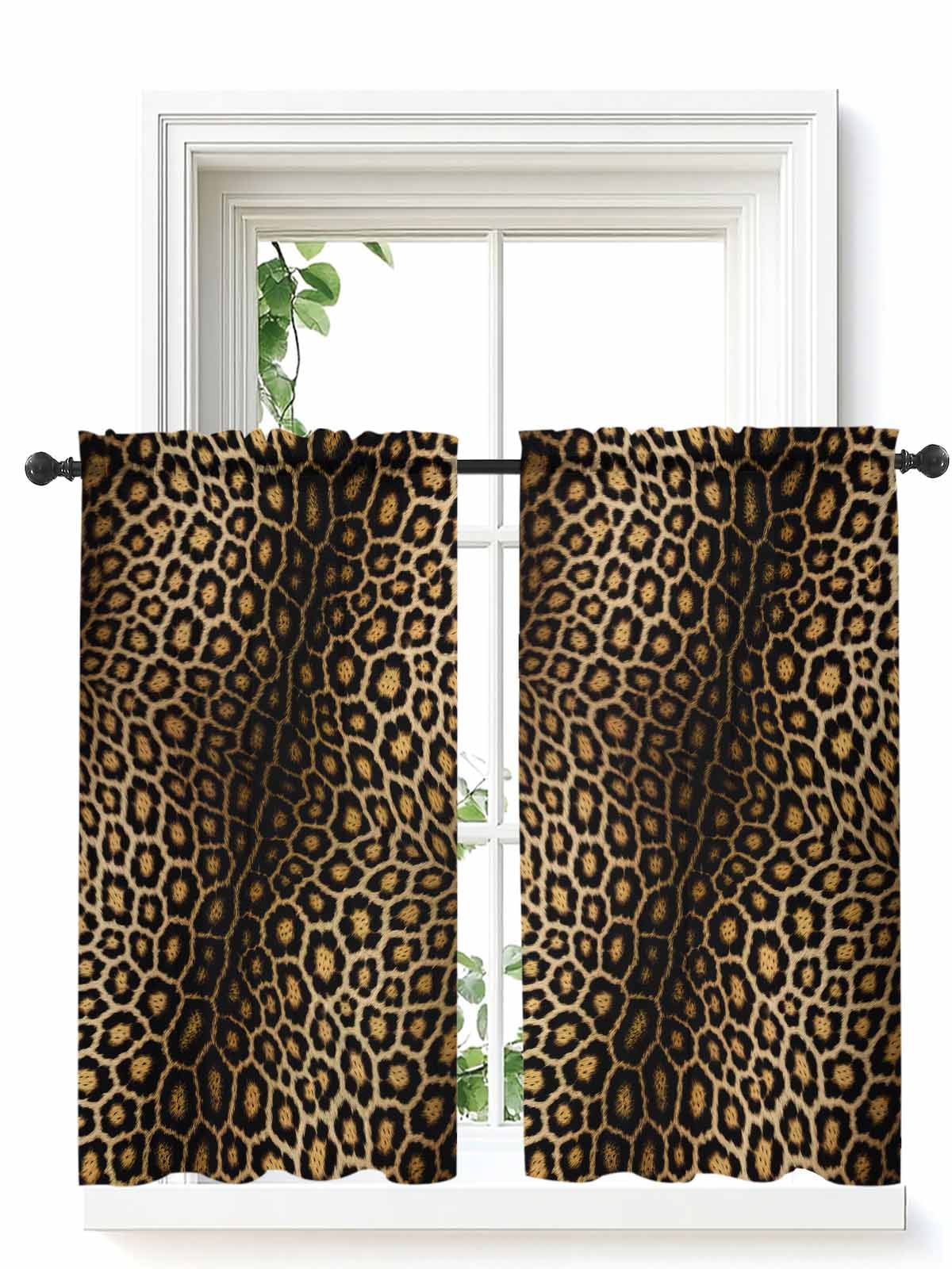 Leopard Print Curtains 45 Inch Length, Sheer Curtains for Bedroom ...
