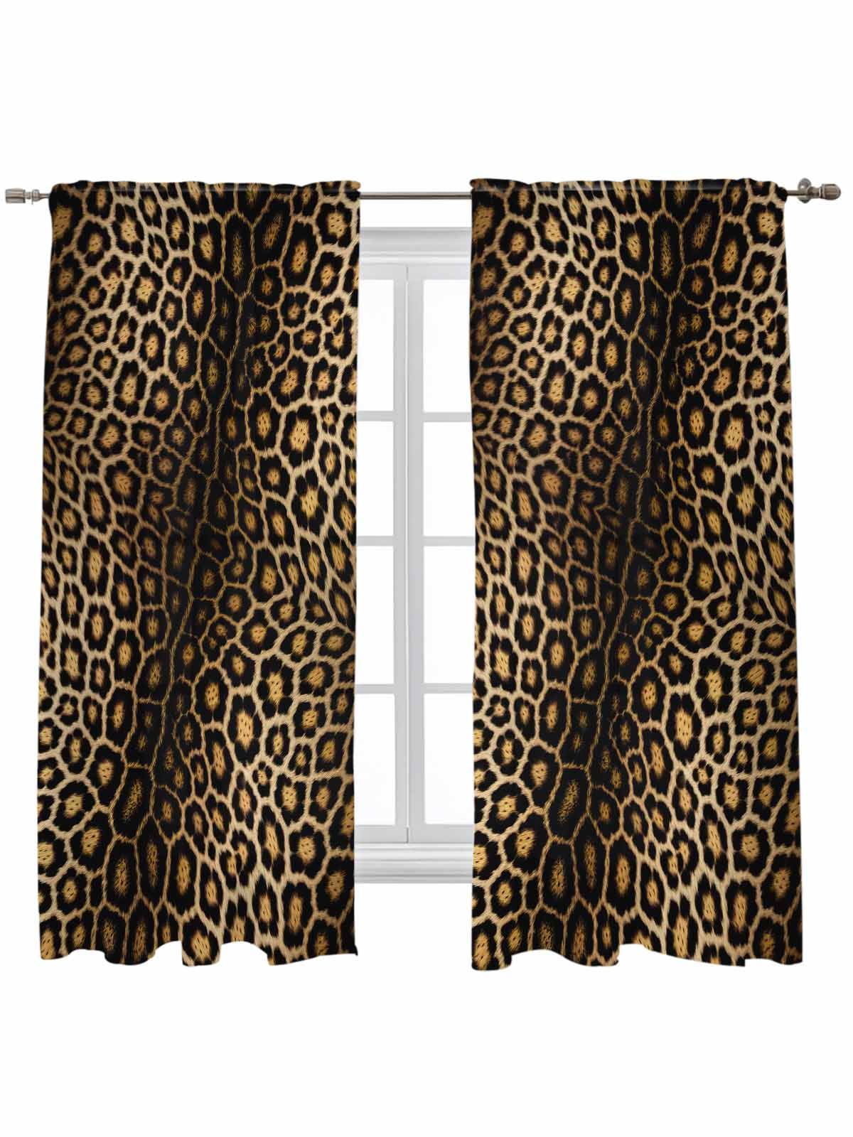 Leopard Print Curtains 72 Inch Length, Sheer Curtains for Bedroom ...