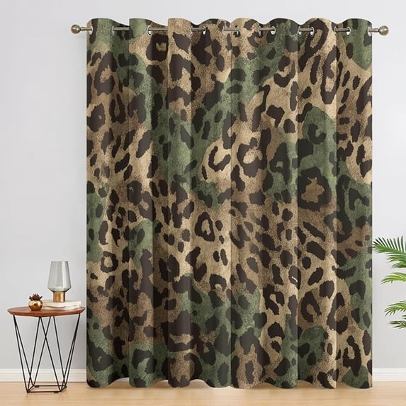 Leopard Print Curtains for Bedroom, Camouflage Blackout Curtains for ...