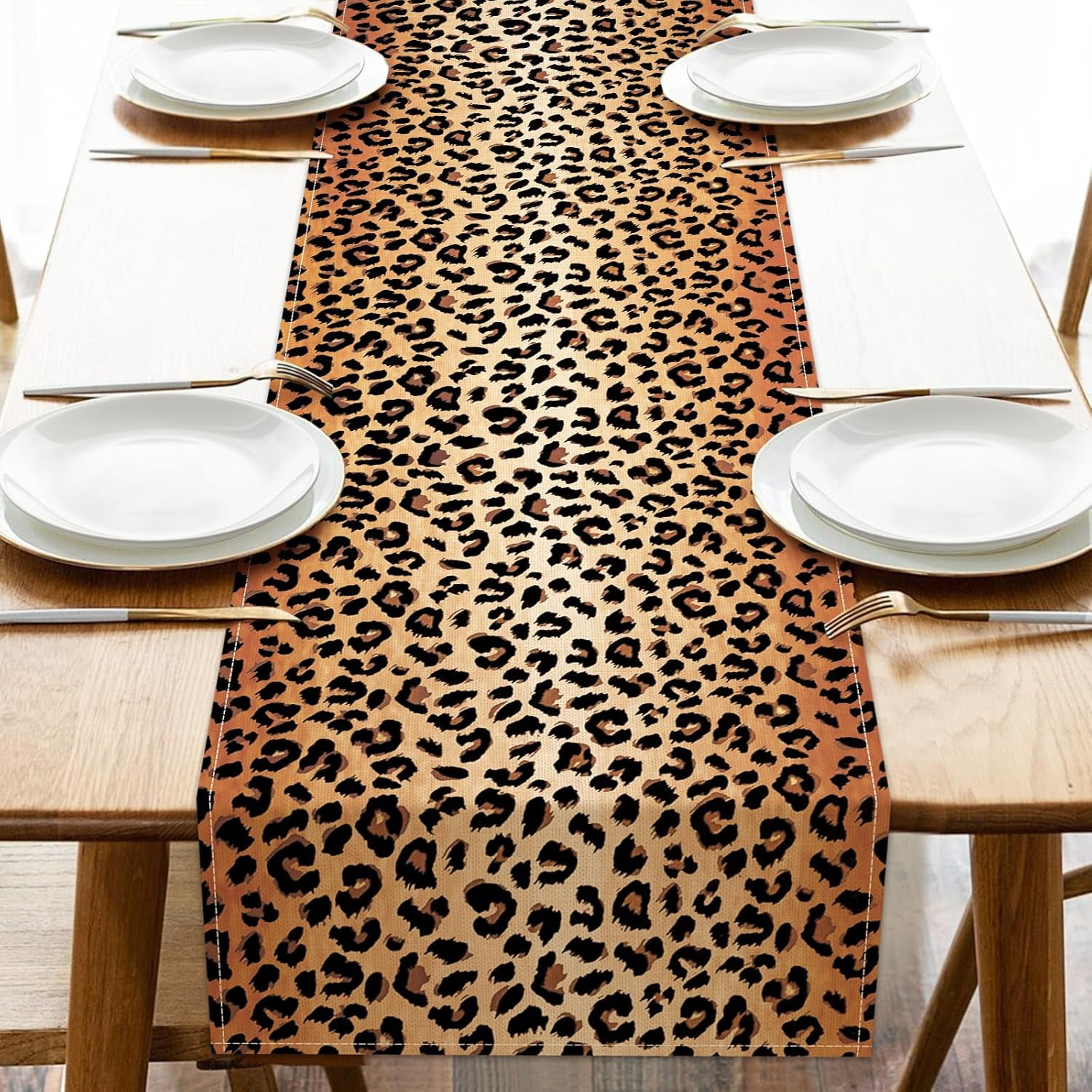 Leopard Print Dining Table Runner, Wildlife Safari Animal Style Cheetah ...