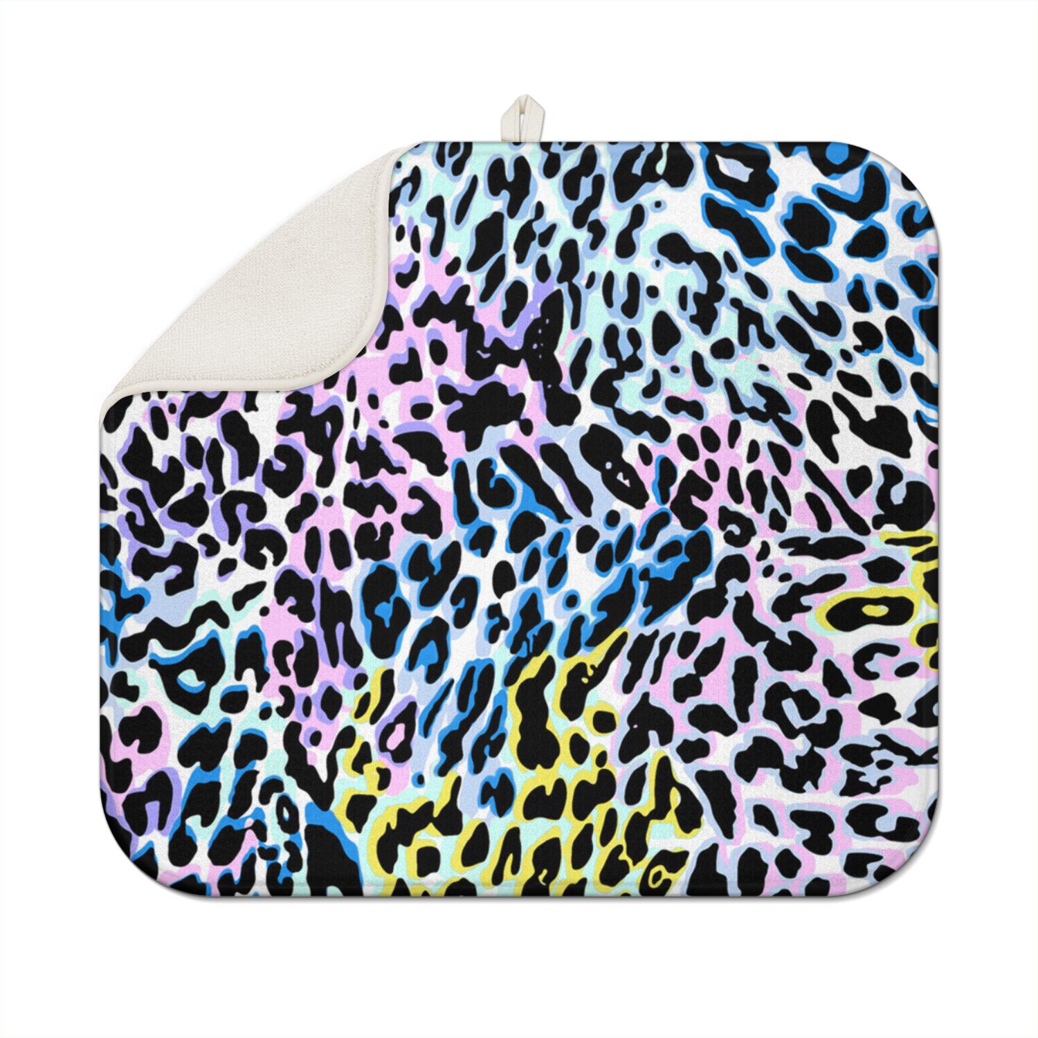 Leopard Print Dish Drying Mat – Classic Cheetah Spots Pattern, Animal ...