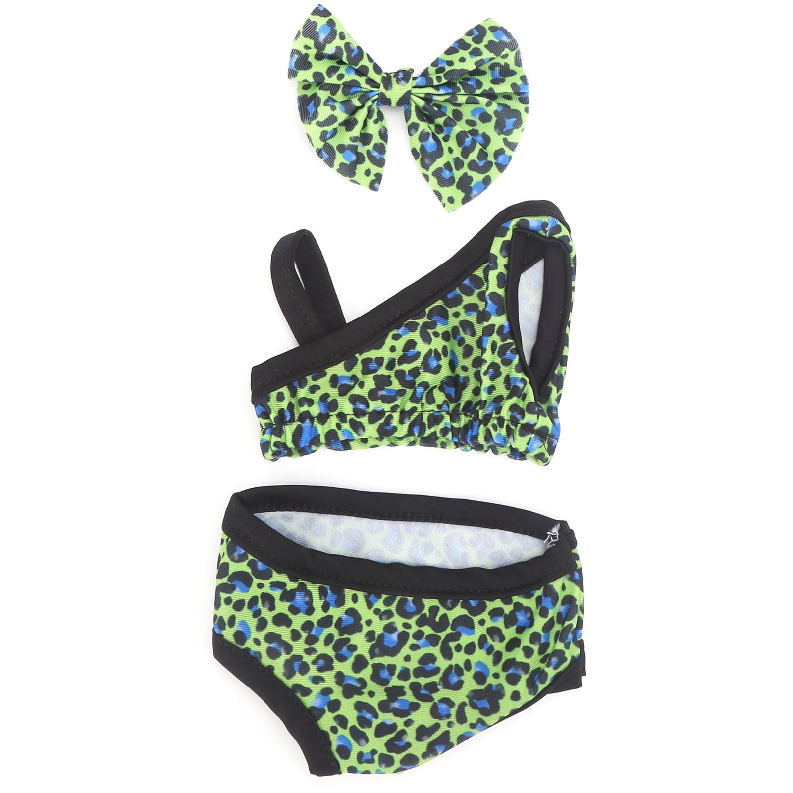 Leopard Print Doll Clothes Swimsuit 18 Inch Doll Swimsuit With Hair Clip