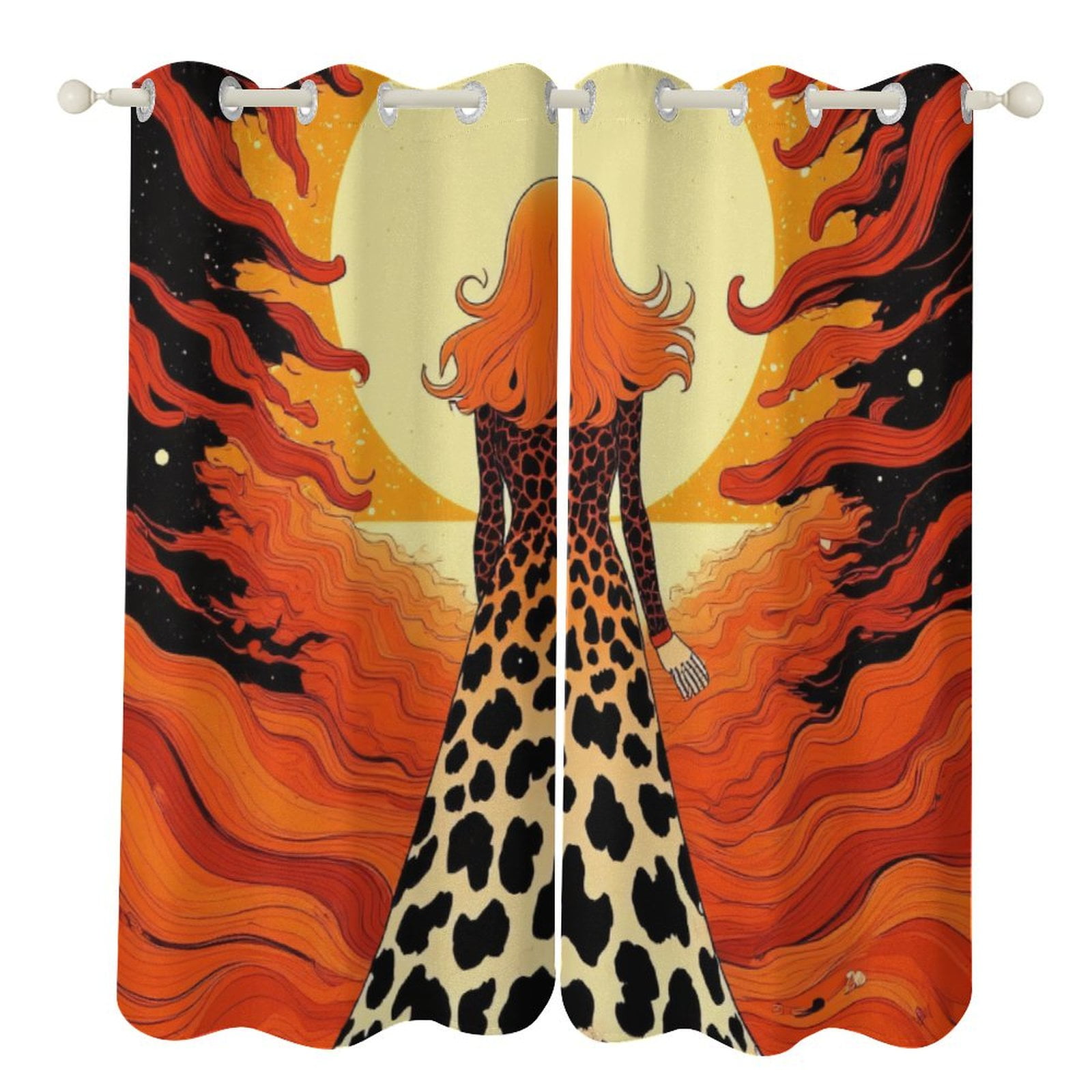 Leopard Print Dress 2 Panels Curtains for Bedroom Living Room Drapes ...