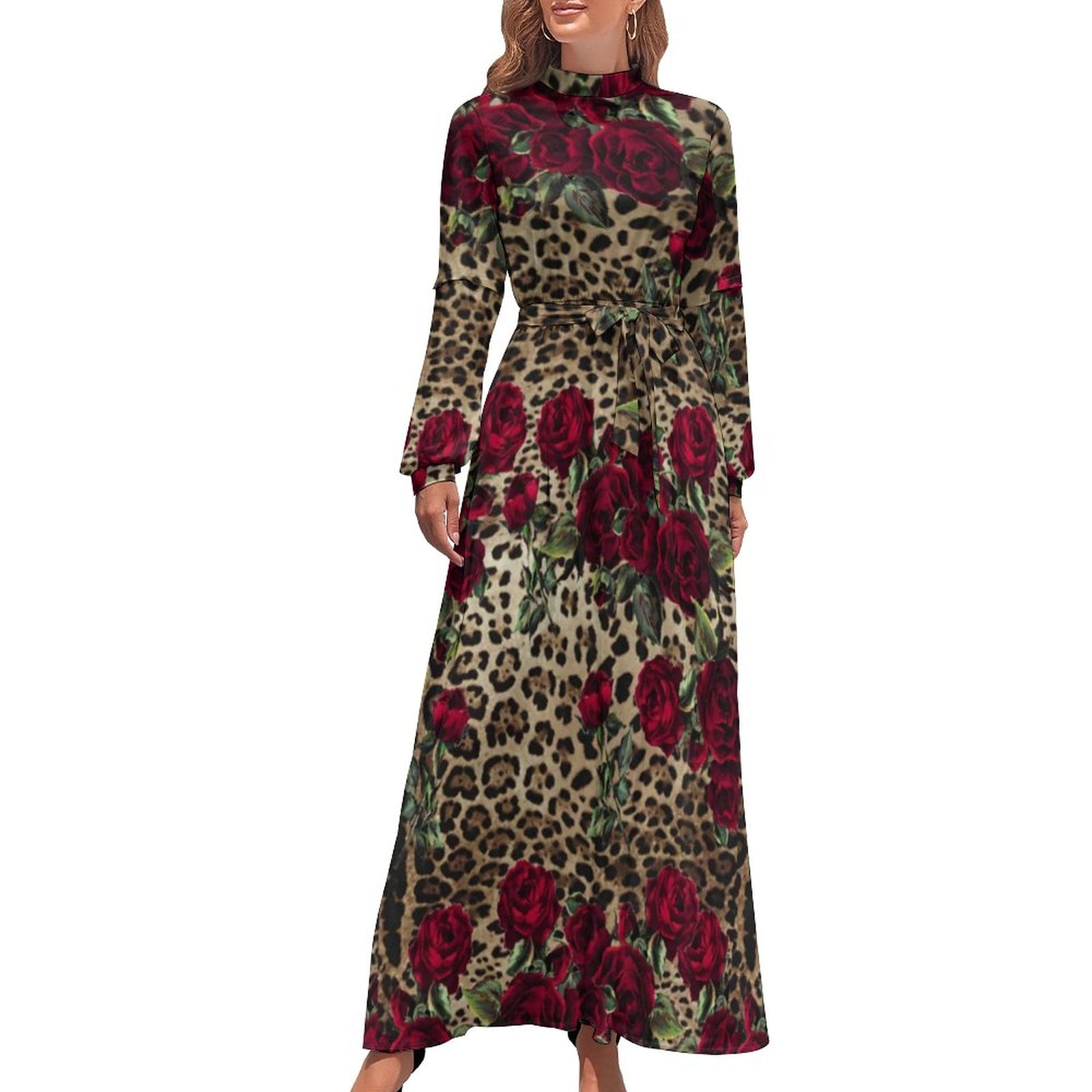 Leopard Print Dress High Waist Trendy Spotted Striped Graphic Bohemia ...