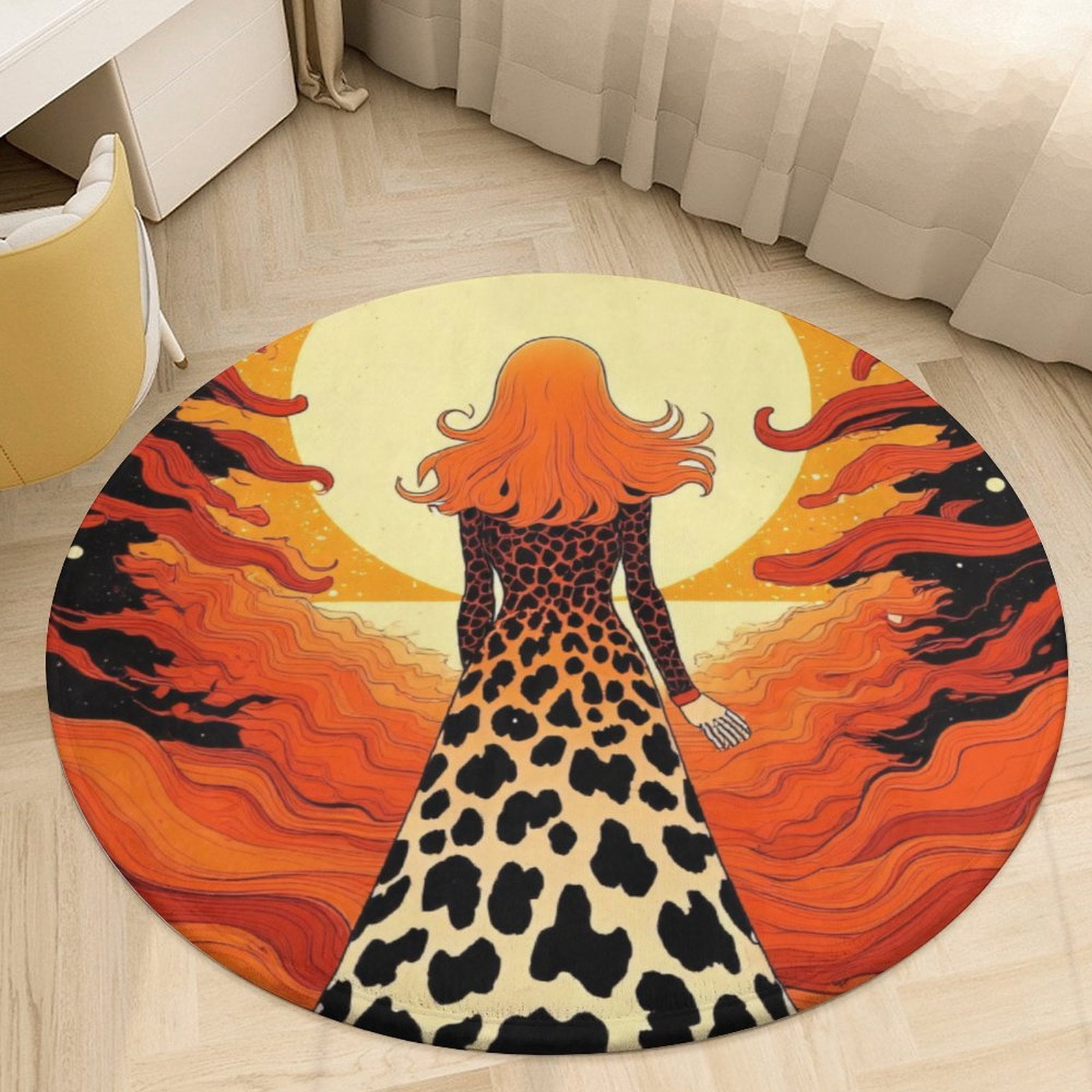 Leopard Print Dress Round Area Rugs for Bedroom Living Room, 6FT Soft ...