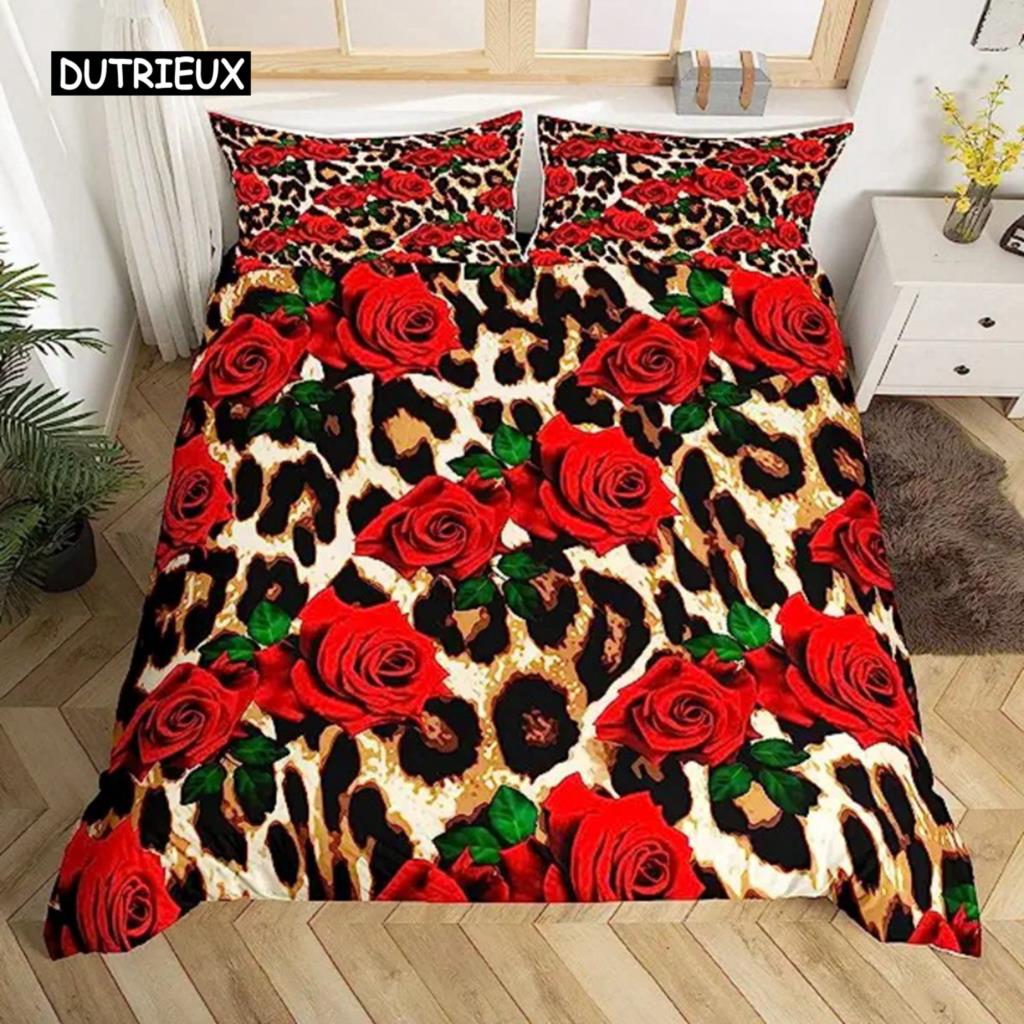 Leopard Print Duvet Cover Safari Cheetah Africa Animal Bedding Set Men ...