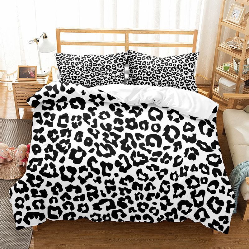 Leopard Print Duvet Cover Set King Full Size Polyester Bedding Set ...