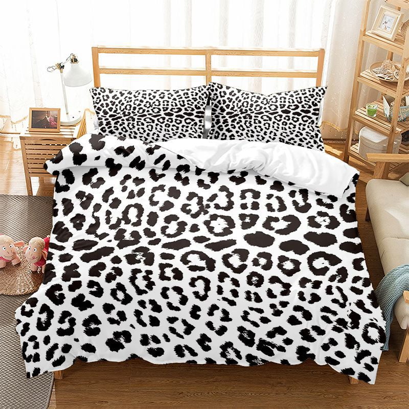 Leopard Print Duvet Cover Set King Full Size Polyester Bedding Set ...