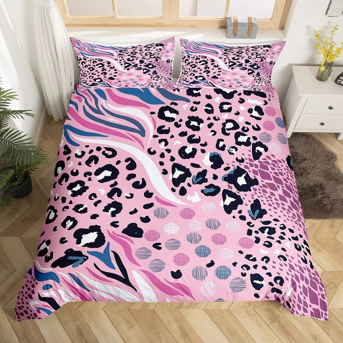 Leopard Print Duvet Cover Set King Size Colorful Cheetah Printed 2 3pcs