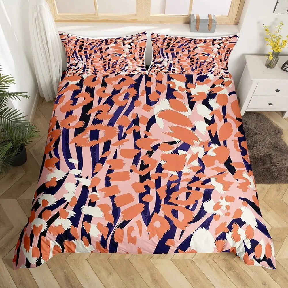 Leopard Print Duvet Cover Set King Size Colorful Cheetah Printed 2 3pcs