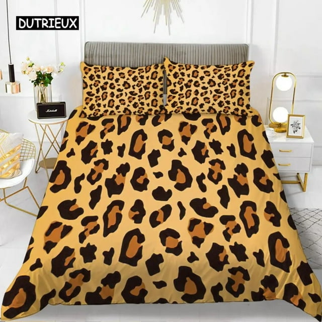 Leopard Print Duvet Cover Set Size Girl Colorful Cheetah Print Bedding