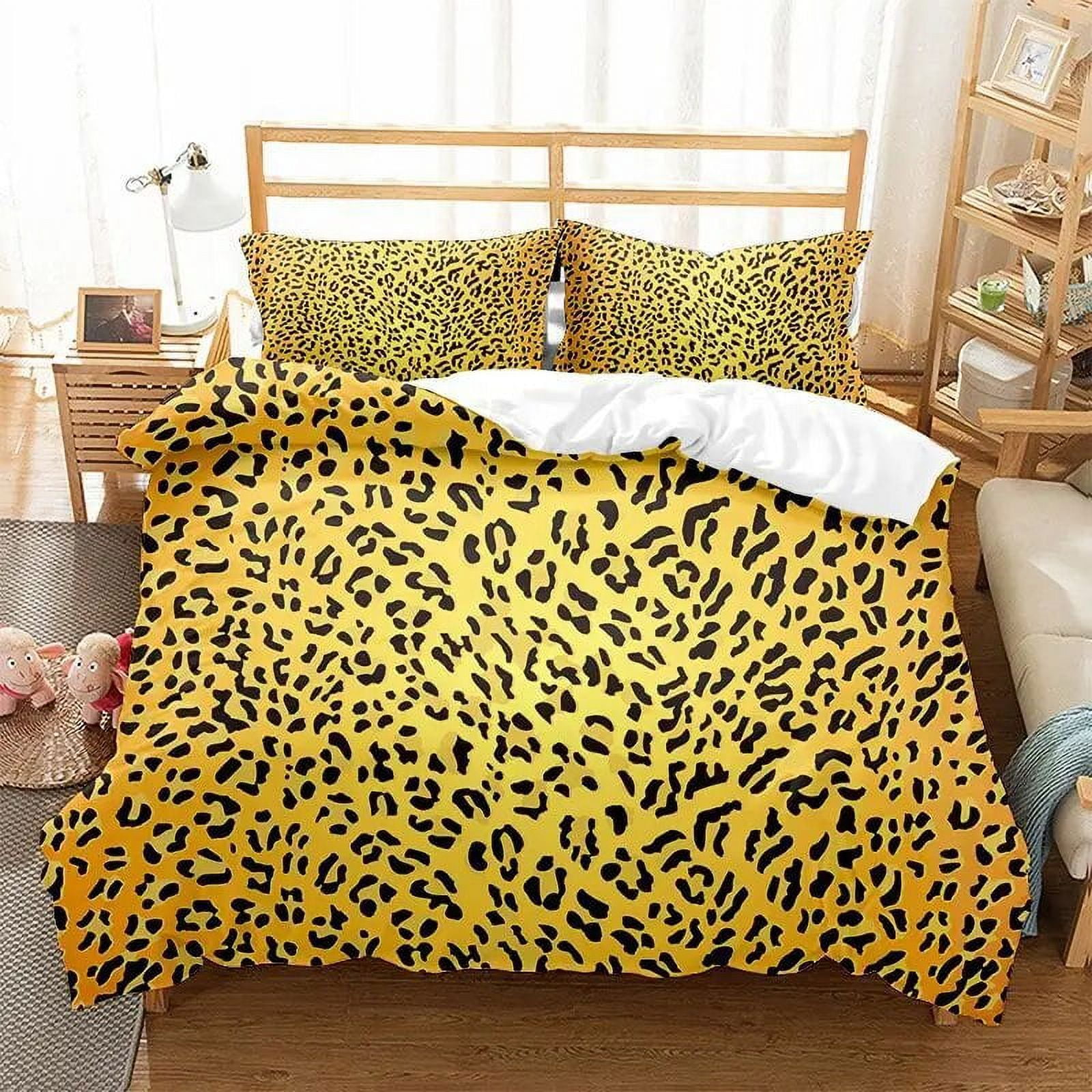 Leopard Print Duvet Cover Set Twin King Microfiber Cheetah Comforter
