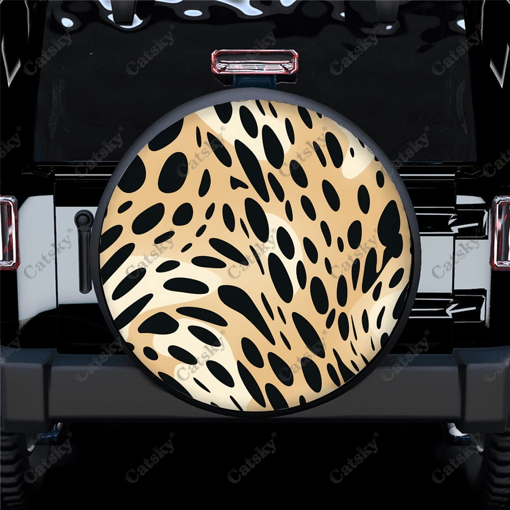 Leopard Print Fabric Art Pattern Polyester Universal Spare Wheel Tire ...
