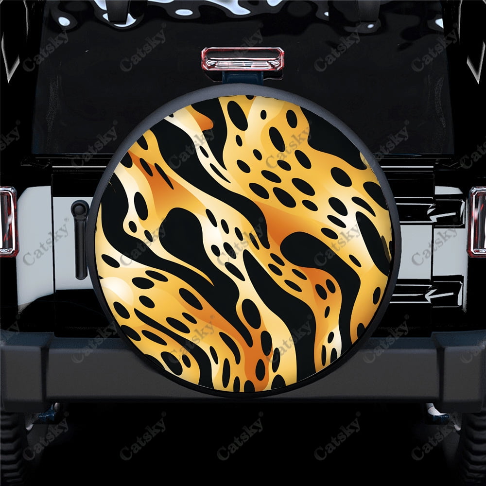 Leopard Print Fabric Art Pattern Polyester Universal Spare Wheel Tire ...