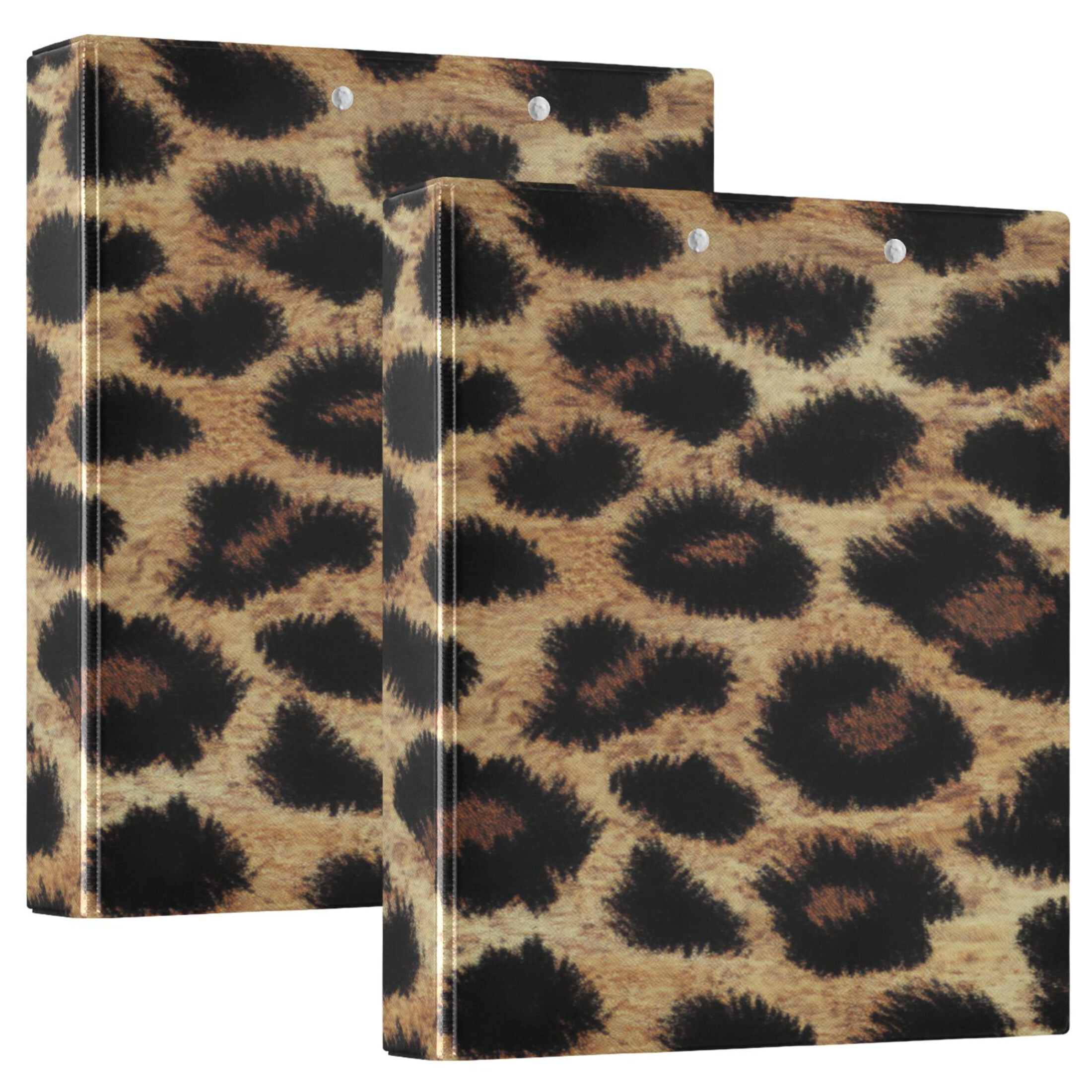 Leopard Print Fabric Texture 3 Ring Hardcover Binders 1.5in Round Rings ...