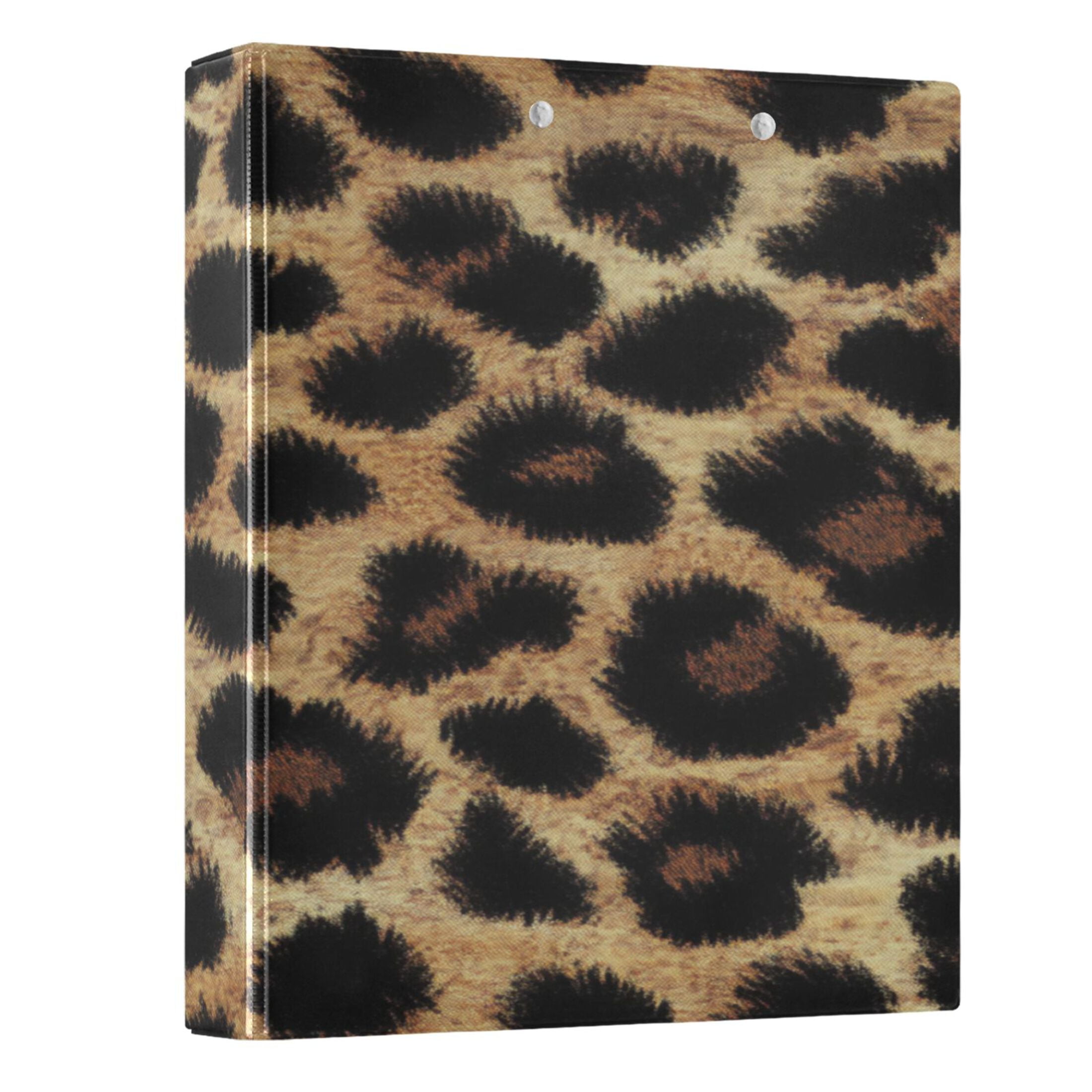 Leopard Print Fabric Texture 3 Ring Hardcover Binders 1.5in Round Rings ...