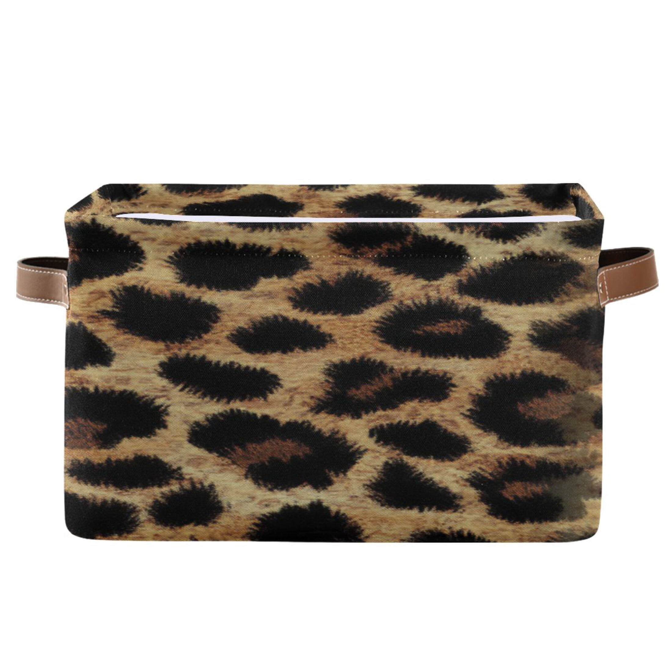 Leopard Print Fabric Texture Foldable Storage Basket,Canvas Fabric ...