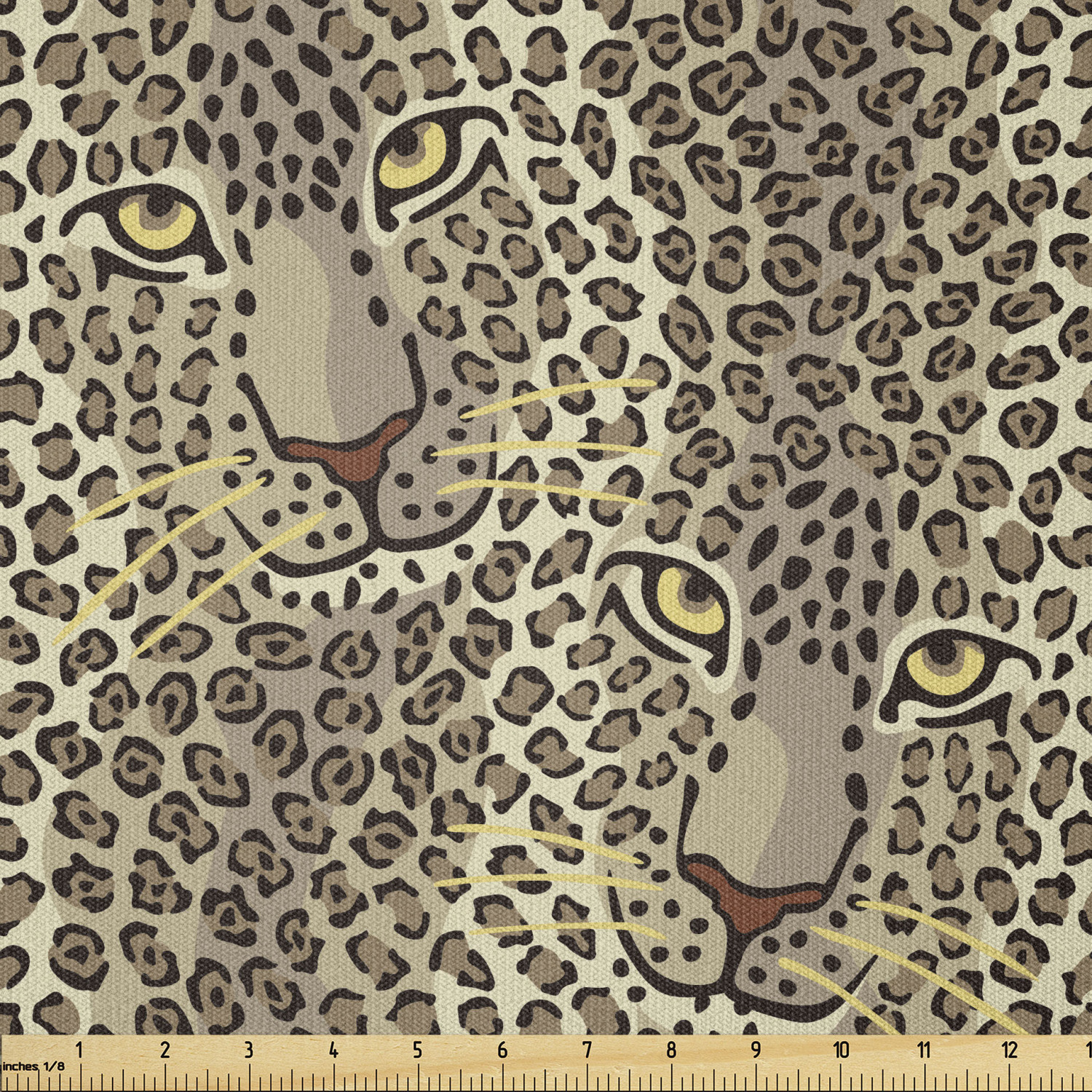 Leopard Print Fabric by The Yard, Repetitive Cartoon Leo Wild Big Cat ...