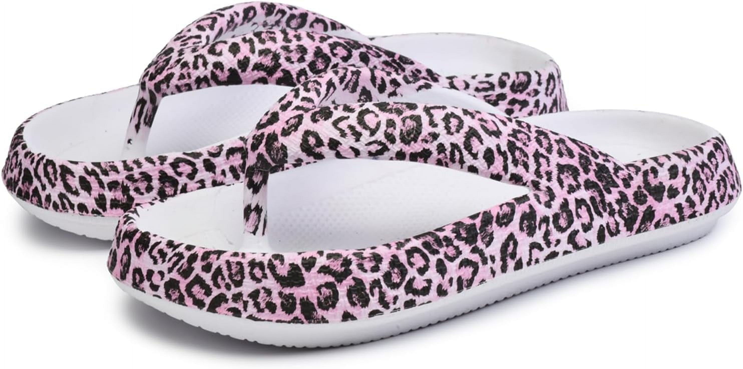 Leopard Print Flip Flops for Women & Men, EVA Soft Cloud Pillow Sandals ...