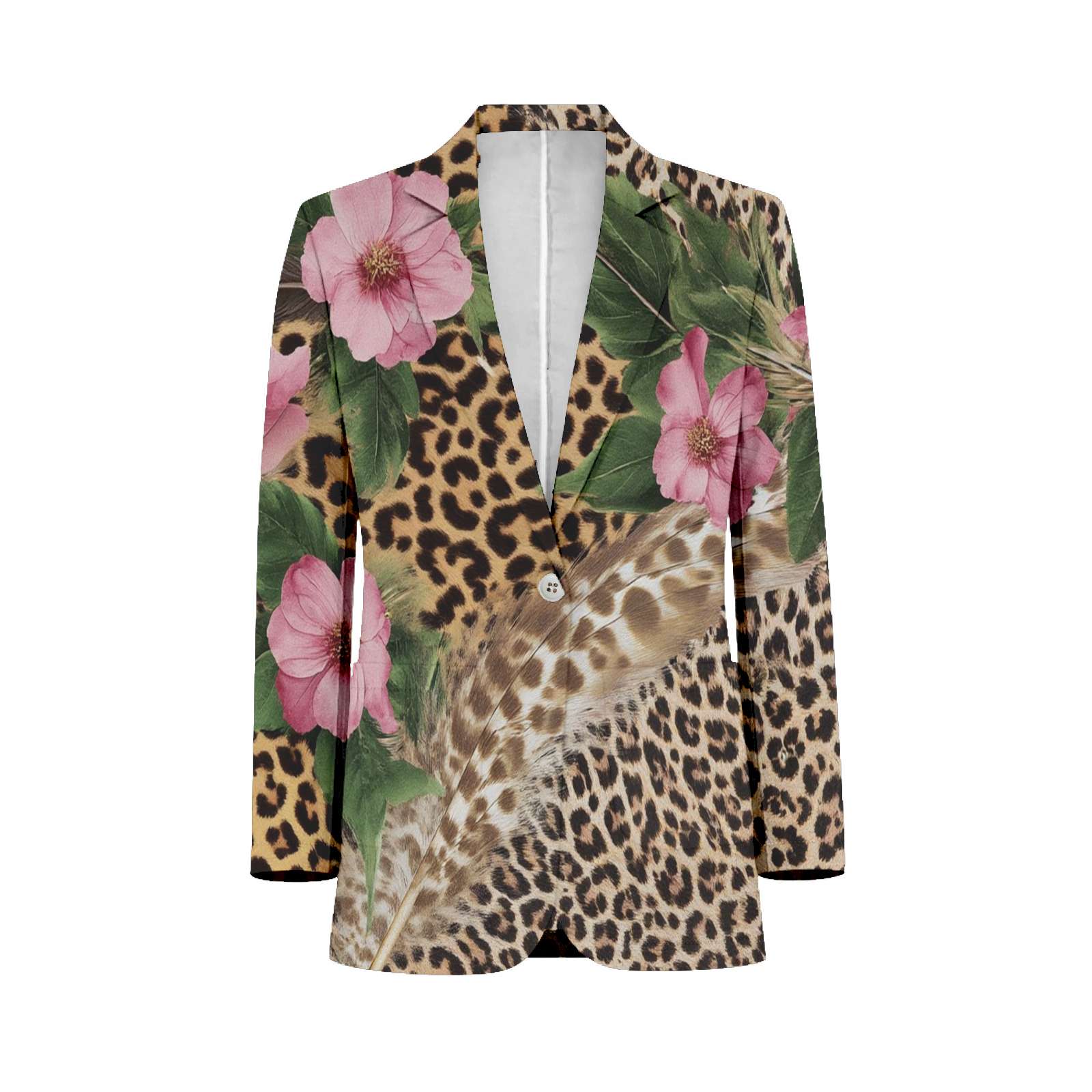 Leopard Print Floral Plumage Mens Suits Shawl Collar Slim Fit Suit Mens ...