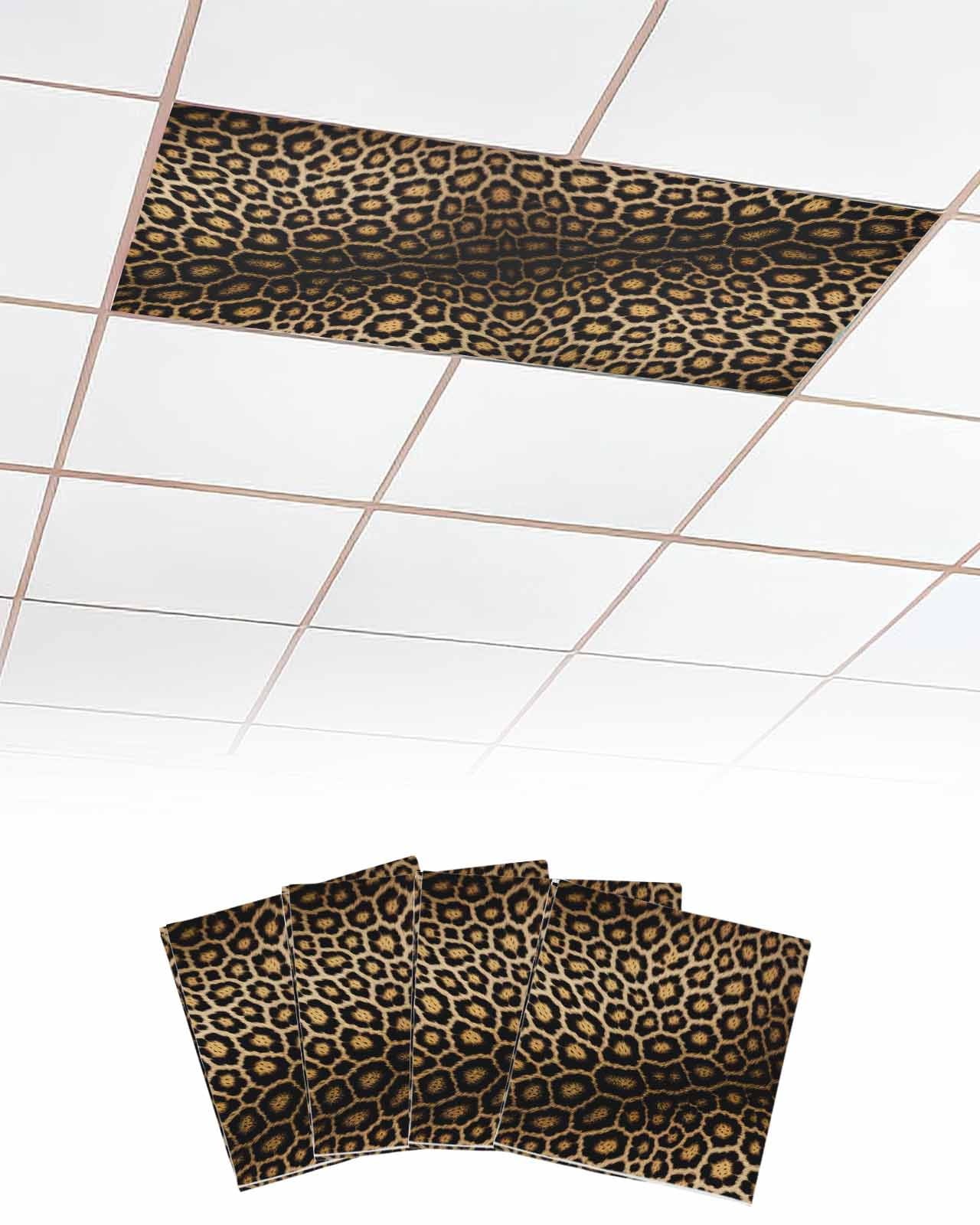 Leopard Print Fluorescent Light Covers for Ceiling Lights 4x2 feet,4 ...