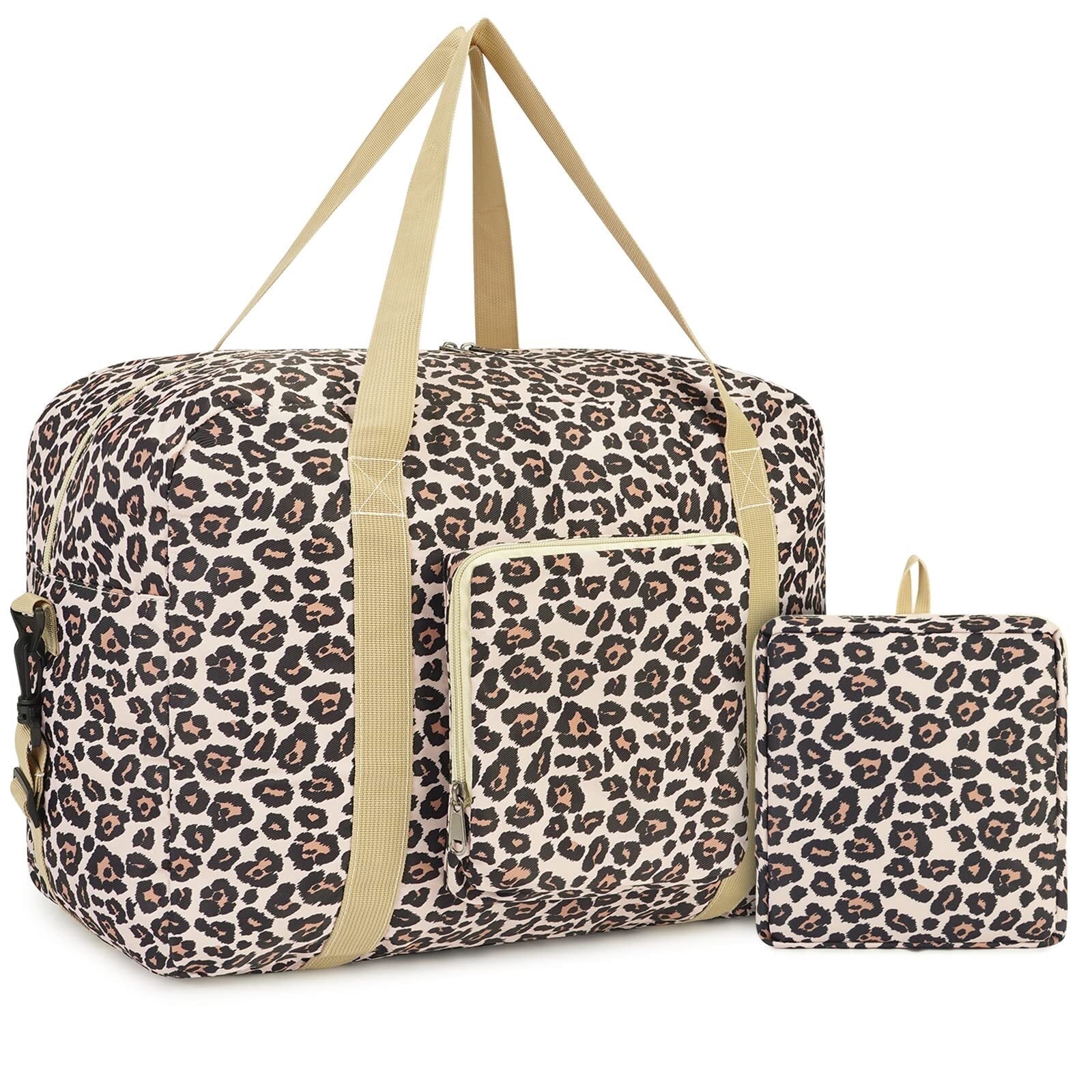 Narwey Leopard Print Foldable Fashion Travel Duffel Bags 18x14x8 ...